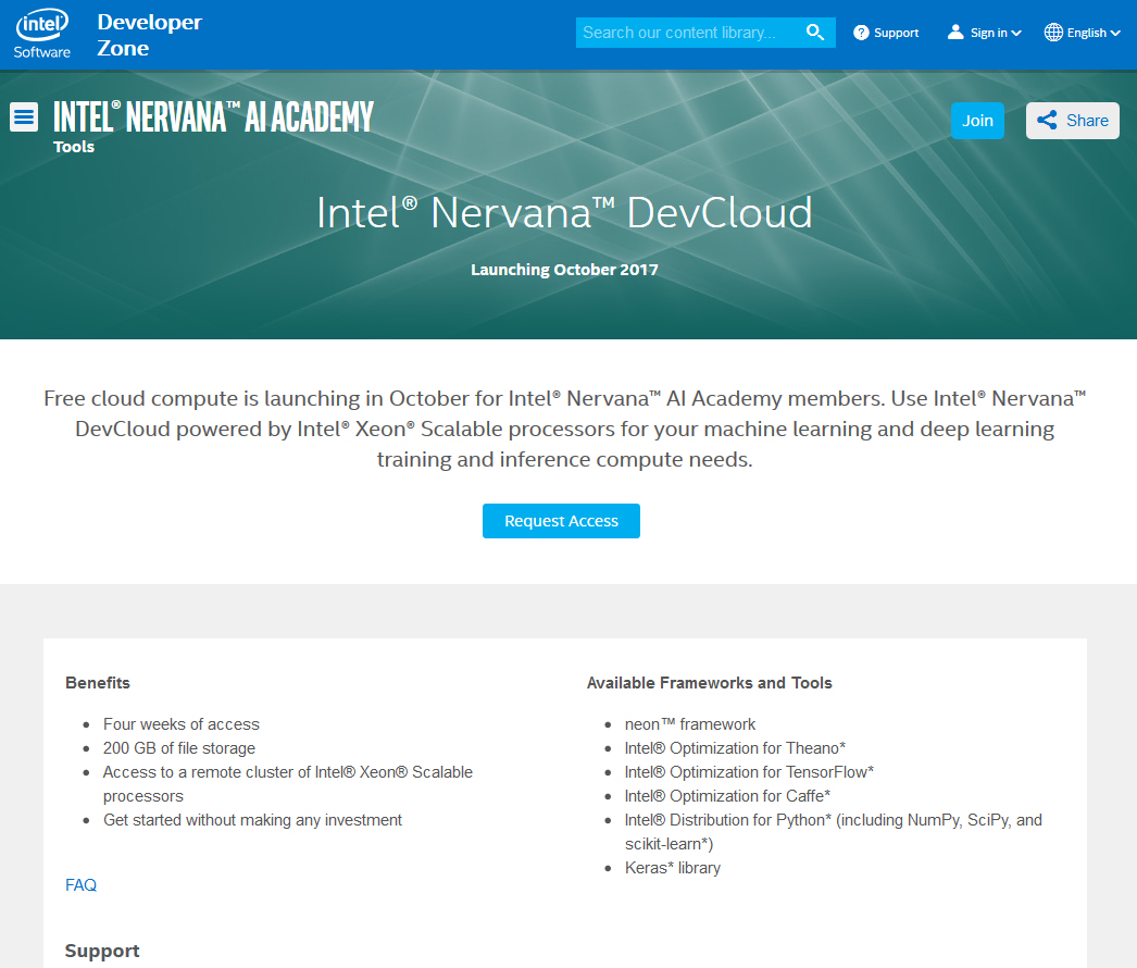Intel、「Intel Nervana DevCloud」を機械学習、Deep Learning向けに無料提供：先行投資を不要にし、AI開発の裾野拡大を目指す - ＠IT