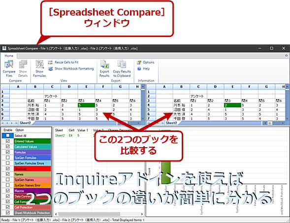 【Excel】そっくりなExcelブックを簡単比較：Spreadsheet Compareアプリの使い方：Tech TIPS - ＠IT