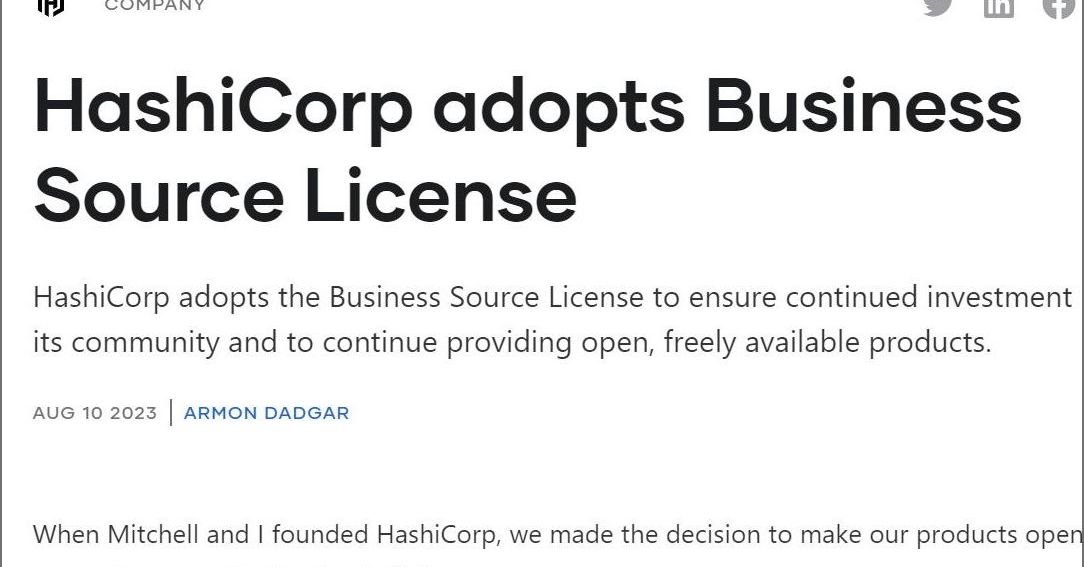 HashiCorpがTerraformなど自社製品のライセンスをオープンソースから変更、決断の理由と影響は？：BSLを採用 - ＠IT