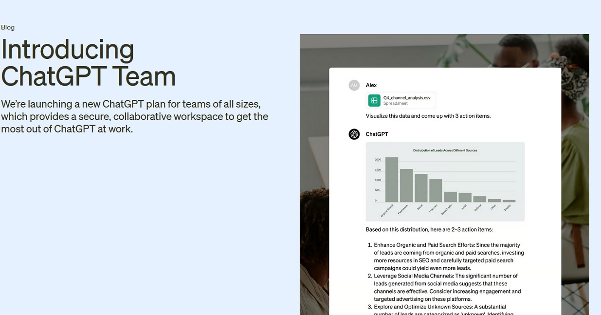OpenAI、「ChatGPT」のチーム向け有料プラン「ChatGPT Team」を提供開始：コラボレーション用の安全なワークスペースを用意 ...