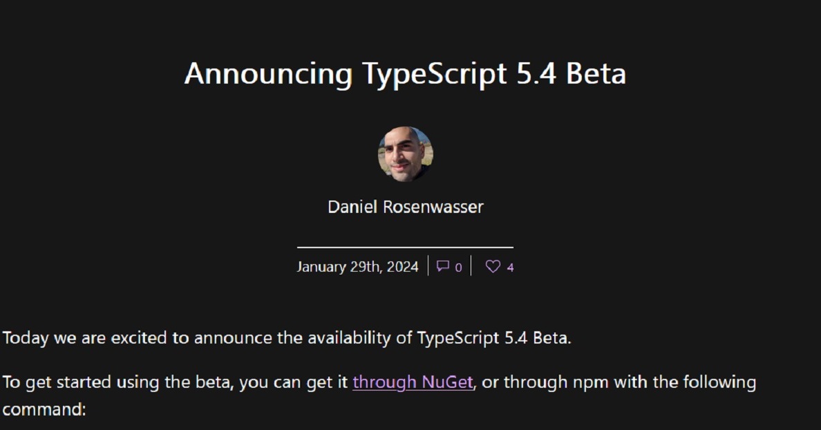 Microsoft、プログラミング言語「TypeScript 5.4」β版を公開：2024年2月下旬にリリース候補版、3月上旬に正式版を公開 ...