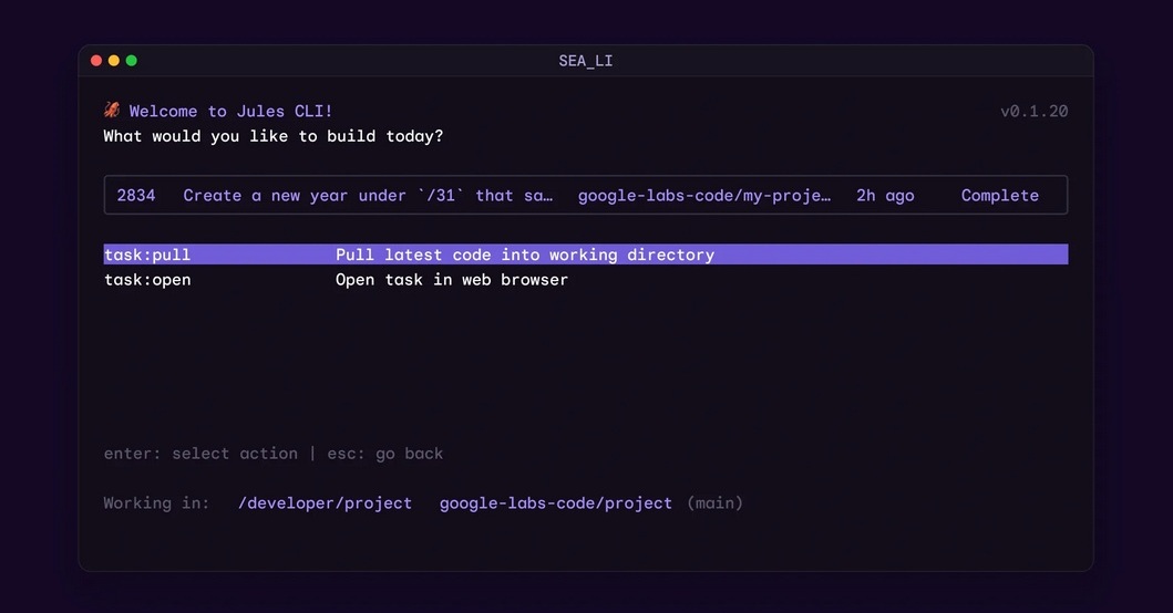 Google、AIコーディングエージェント「Jules」をCLIから操作できる「Jules Tools」公開 インストール方法や利用例を解説：初期プレビュー版の「Jules API」による統合 ...