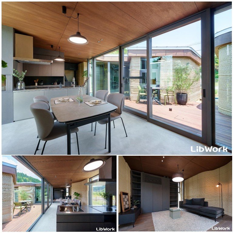 土が主原料の3Dプリンタ住宅が完成、AI活用で完全自動建設目指す Lib Work (l_yk20250722_built_libwork_002.jpg) - BUILT