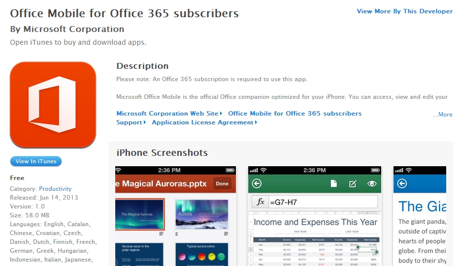 Microsoft、iPhone版Office「Office Mobile for Office 365 subscribers」をリリース ...