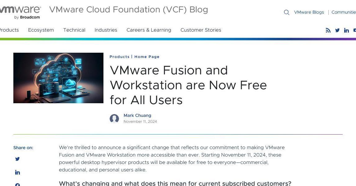 「VMware Fusion Pro」「VMware Workstation Pro」の販売がついに終了 今後のサポートはどうなる？：技術 ...