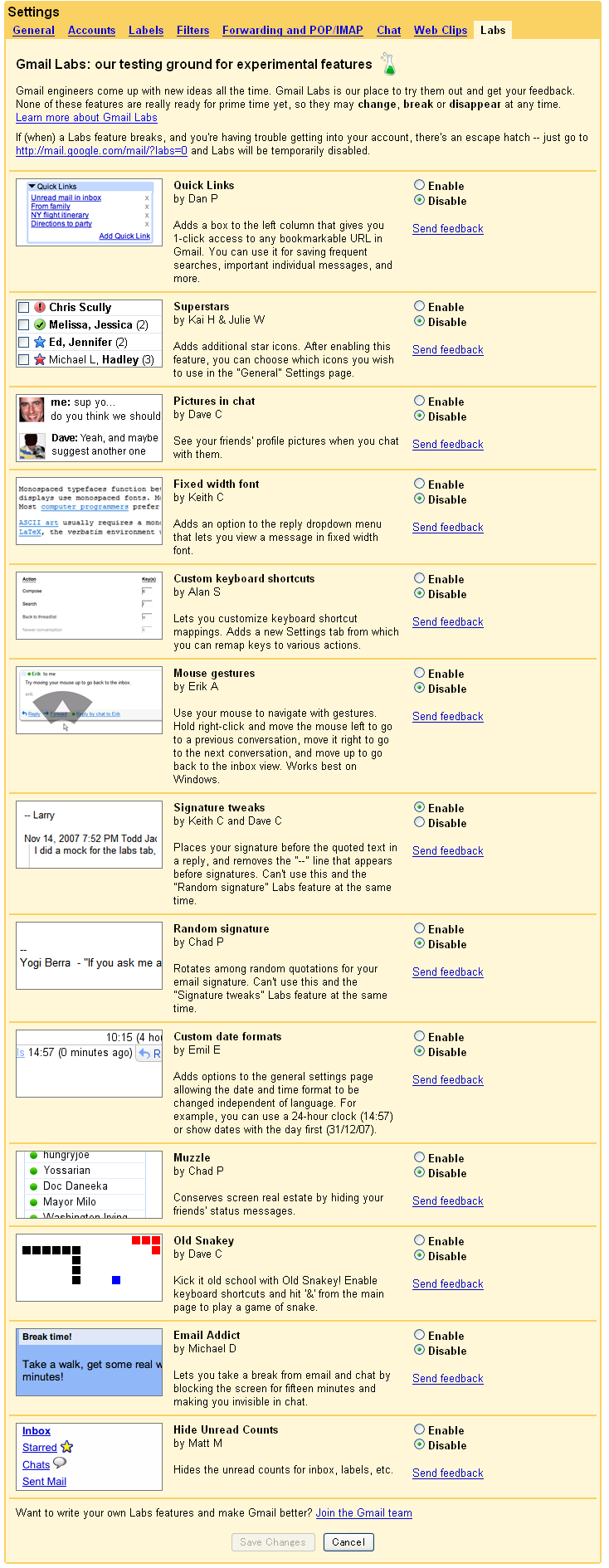 Gmail Labsで実験的機能を公開：スタート時点で13の機能を提供 - ITmedia エンタープライズ