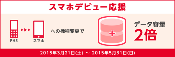 ワイモバイル、PHSからスマホへの機種変更でデータ通信容量を2年間2倍にするキャンペーンを実施 - ITmedia Mobile
