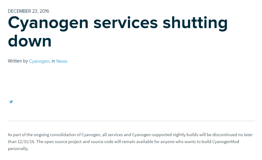 Cyanogen、「Cyanogen OS」を含むすべてのサービスを終了へ 「CyanogenMod」は「Lineage」に ...