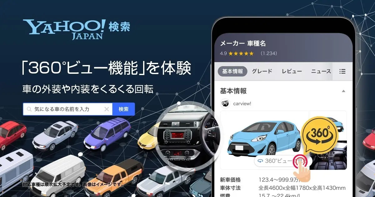 Yahoo!検索、車種名から車の外装や内装を閲覧できる「360°ビュー機能」 - ITmedia Mobile