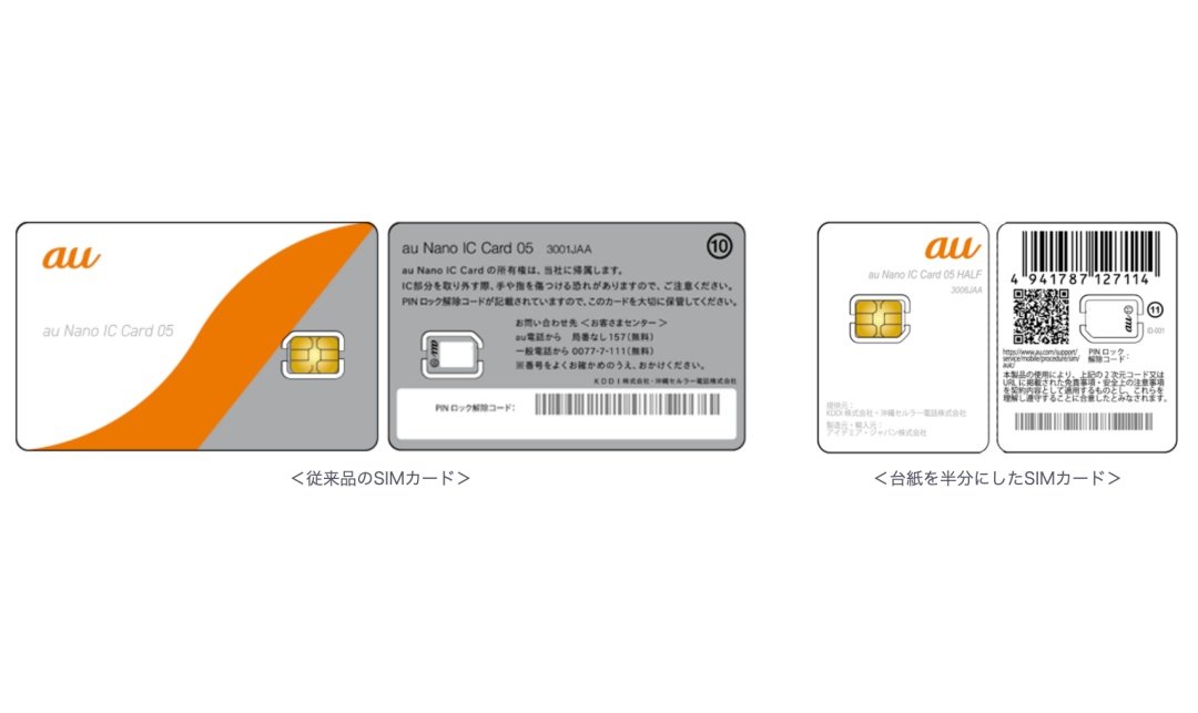 KDDIのSIMカード、台紙サイズを従来の半分に プラスチックの使用量を55％削減 - ITmedia Mobile