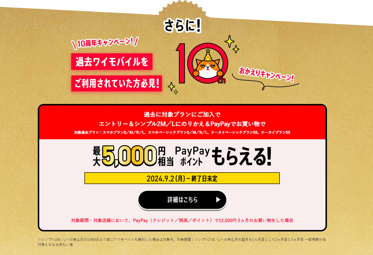 「ワイモバ10周年大感謝祭」第2弾スタート PayPayポイント付与が充実した8つのキャンペーン - ITmedia Mobile