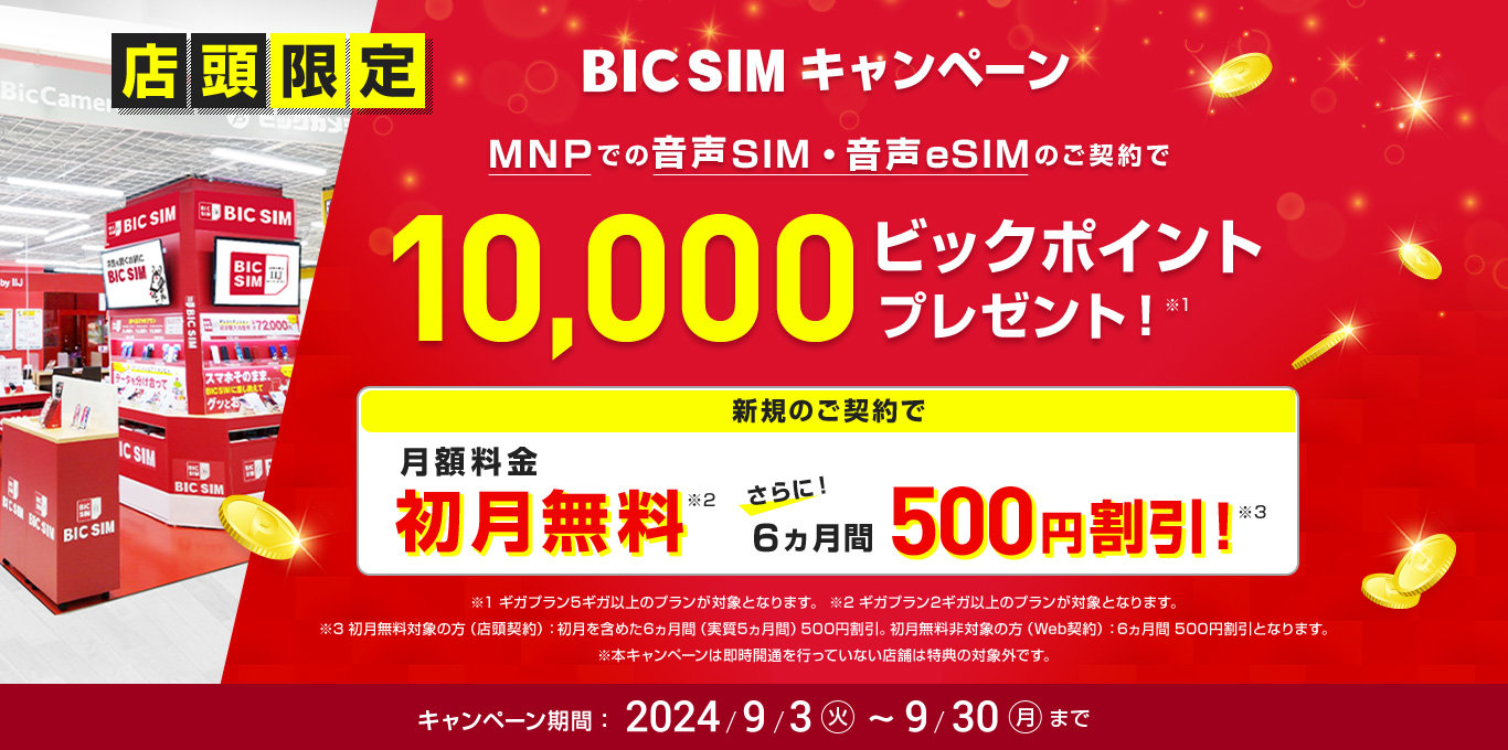 BIC SIM、SIMフリーiPhoneを1万5000円割引＋1万ポイント還元 9月30日まで - ITmedia Mobile