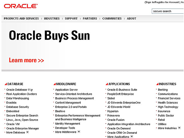 Oracle、Sunを買収 - ITmedia NEWS