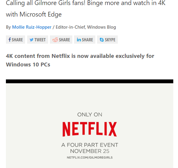 「Microsoft Edge」でNetflixの4K動画視聴が可能に - ITmedia NEWS