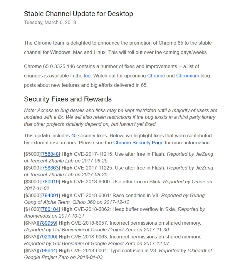 「Chrome 65」の安定版公開、情報流出などの脆弱性に対処 - ITmedia NEWS