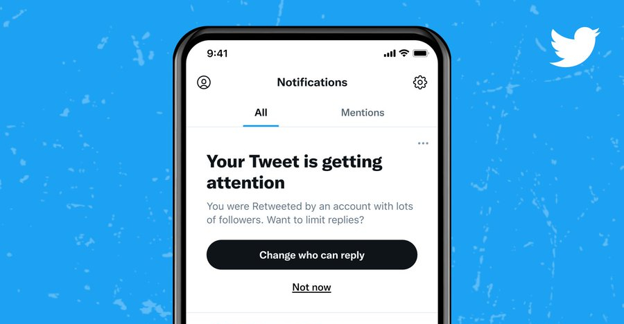 Twitter、RT急増投稿に「リプライできる人の設定変更しますか？」と表示するテスト開始 - ITmedia NEWS