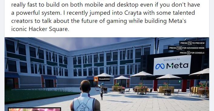 Meta、Facebook Gamingで“簡単にメタバース環境を構築できる”「Crayta」を無料公開 - ITmedia NEWS