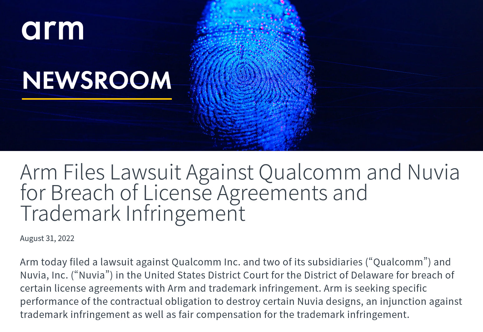 ソフトバンクG傘下のArm、Qualcommを提訴 Nuviaのライセンスを巡り - ITmedia NEWS