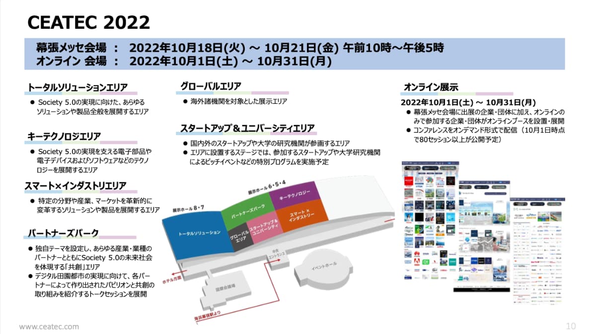 3年ぶりリアル開催の「CEATEC 2022」、規模は“7掛け” 講演は配信のみに - ITmedia NEWS