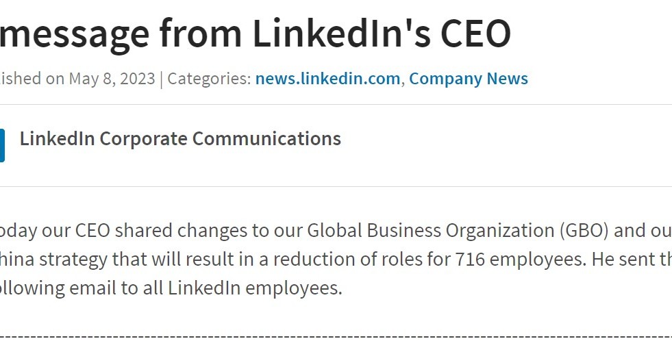 LinkedIn、716人をレイオフし、中国向けアプリ事業を終了 - ITmedia NEWS