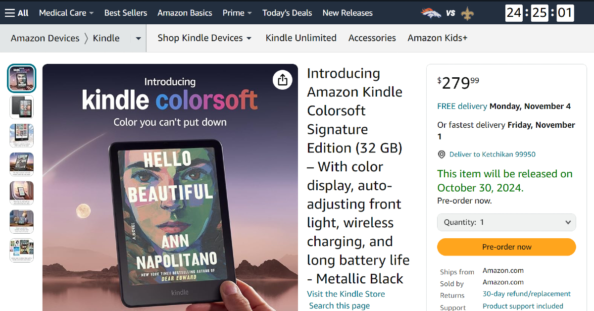 Amazon、初のカラーKindle 米国では280ドルで10月30日発売へ - ITmedia NEWS