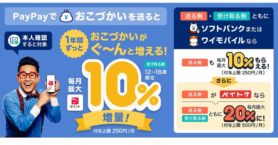 “おこづかい”を送ると10％増量 PayPayが新キャンペーン開始 「ペイトク」なら20％ - ITmedia NEWS