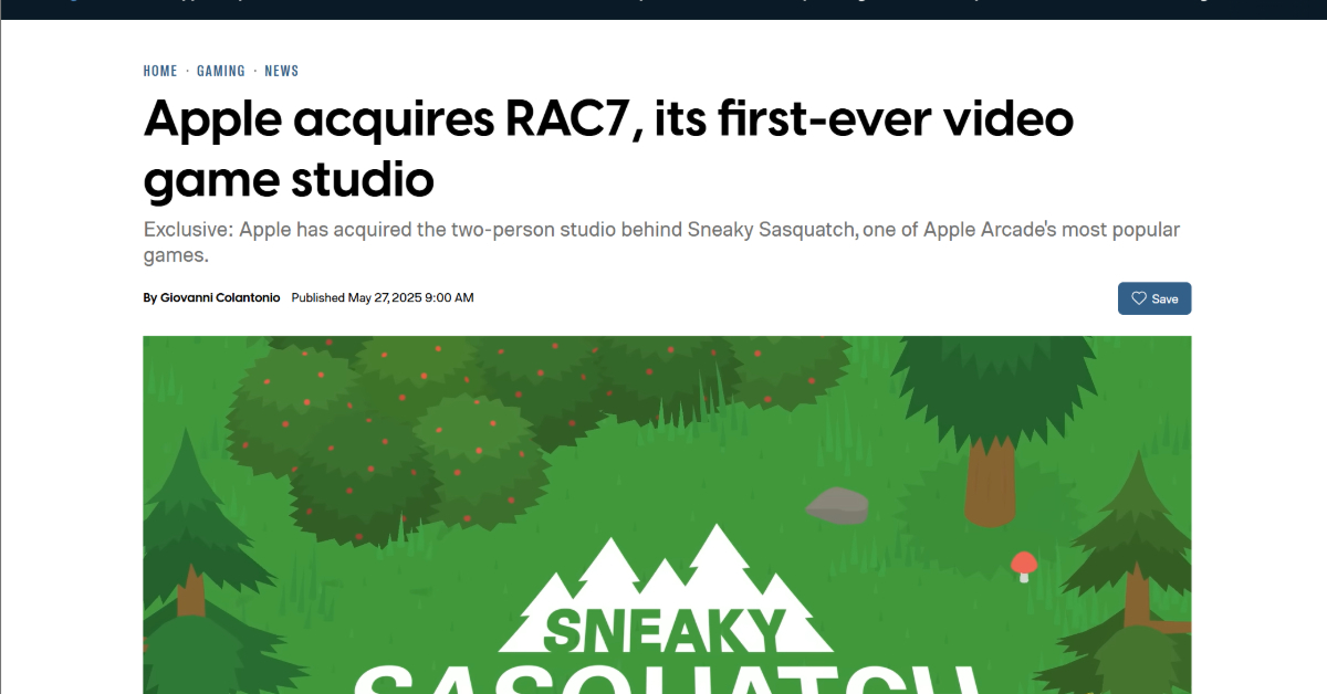 Appleが初のゲームスタジオ買収 「忍び足のサスクワッチ」のRAC7 - ITmedia NEWS