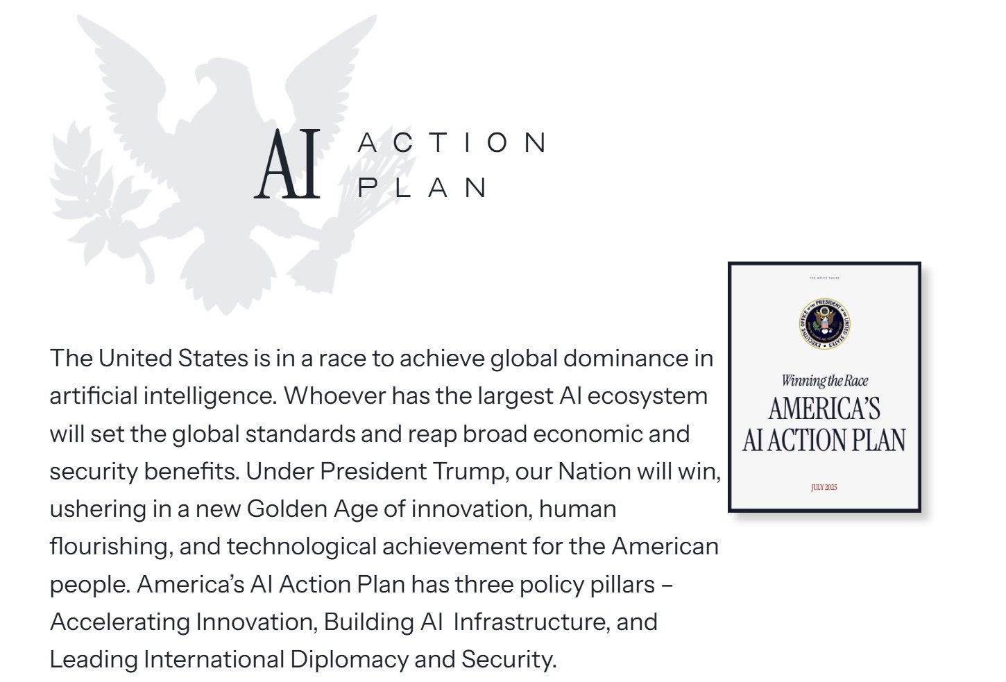 トランプ米大統領、「AI Action Plan」を発表 「美しい赤ちゃんを育てるのは我々」 (l_yu_plan.jpg ...