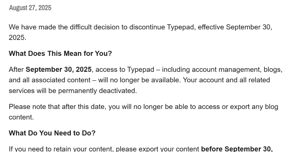 ブログサービス「Typepad」、9月30日で22年の歴史に幕 - ITmedia NEWS