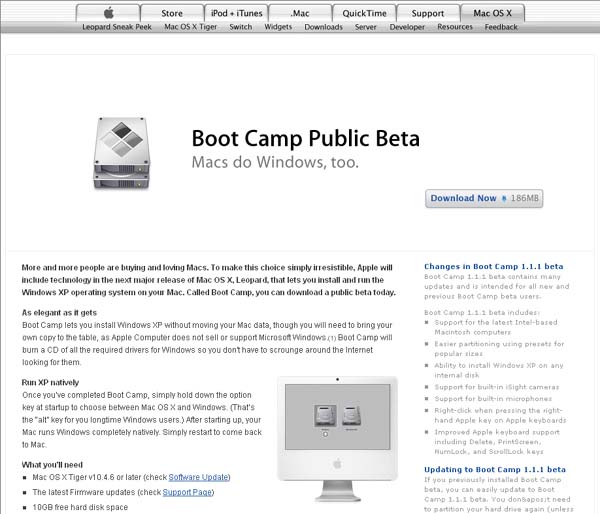 AppleがBoot Campの最新版を公開：今度はCore 2 Duo搭載iMacに対応 - ITmedia PC USER