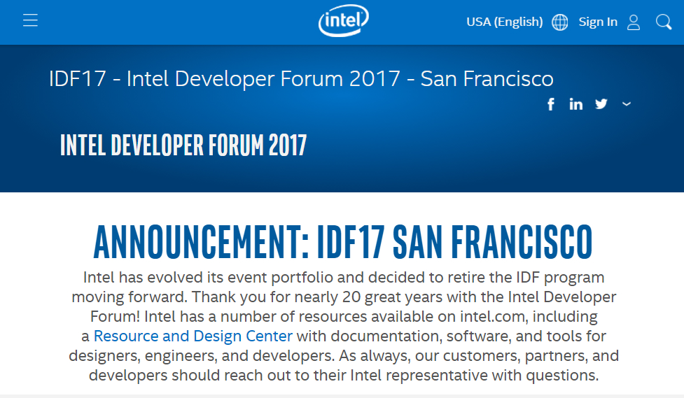 Intel Developer Forum（IDF）、20年の歴史に幕 - ITmedia PC USER
